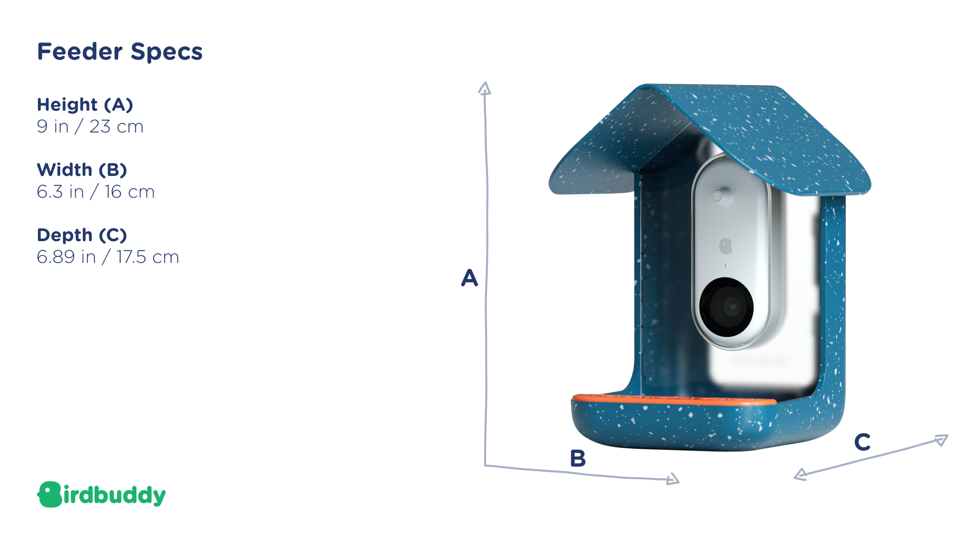 Feeder dimensions and materials used – Birdbuddy